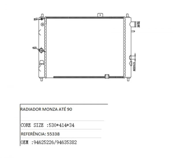RADIADOR MONZA – ATÉ 1990 – 55338 – Casa da Ventoinha